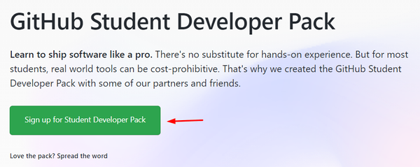 Como obter o GitHub Student Developer Pack